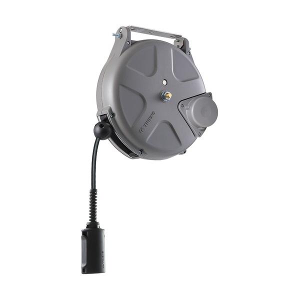 ■特徴 ゆっくり巻き戻るブレーキ機構付きで、安全性を最優先しています。 劣化やパンクの原因となるホースの折れ曲がりを樹脂スプリングが軽減します 簡単ホース交換機構（継手仕様）です。 必要に応じた首振り機能付です。(左右30°) 工場の景観に...