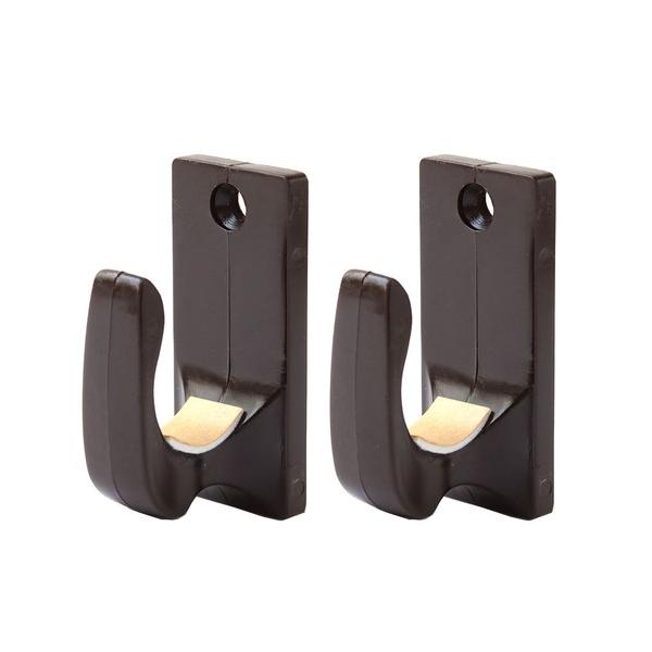 カーテン用のミニポール（直径1.5cmに対応）をしっかりホールド 材質: スチロール樹脂 棒の受け部分の内径: 直径1.6cm、壁貼り付け面のサイズ約: W1.8cm×H3.7cm カラー: ブラウン パーツの内容量: 2個入り ノレン棒の...