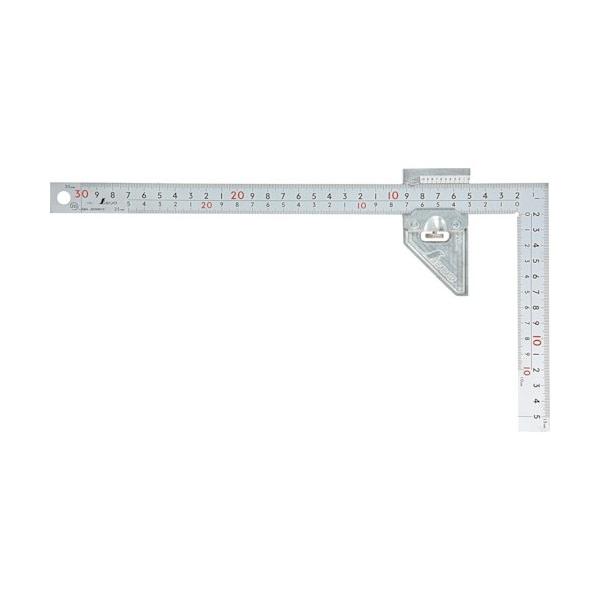 ■特徴 曲尺用ストッパーの高い突き当て部と重厚な厚手広巾で、ぶれずに長いケガキ線が引けます。 曲尺の内目盛を利用し、簡易的にノギスのように挟んで測定ができます。 突き当て位置を変えることで45°のケガキ線が引けます。 丈夫な金属性で熱に強く...