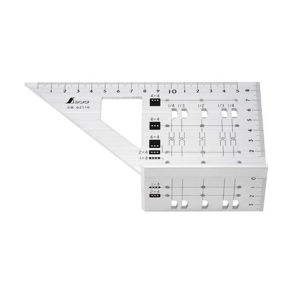 ●2×4材を自由自在に加工 ●用途: ●2×4材の等分割り付けに。 ●機能: ●2×4材の巾や厚みに合わせたサイズで簡単にケガキ作業ができます。 ●2×4材の短辺89mmに対して、1/2、1/3、1/5を簡単に割り付けできます。 ●ビスや釘...