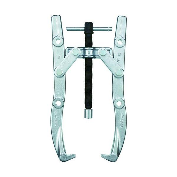 超長爪タイプです。 機械や自動車の解体修理におけるベアリング、プーリ、ギヤなどのあらゆる引き抜き作業に最適です。 爪はフックボルト用溝幅設計（BS用）です。 スチールボール入りアダプタにより、摩擦抵抗を大幅に軽減します。 用途 「シャフトが...