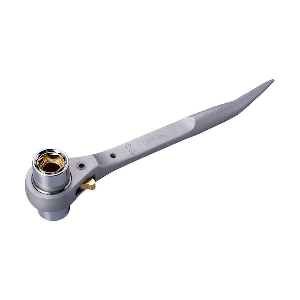 【商品説明】  ●アルミ製4サイズラチェットレンチ ●ショートタイプ  【商品スペック】  ●サイズ(mm):L…240、D…43、D1…29、D2…27、T…18、T1…22、T2…8.5、T3…9.5 ●質量(g):320   【入数】...