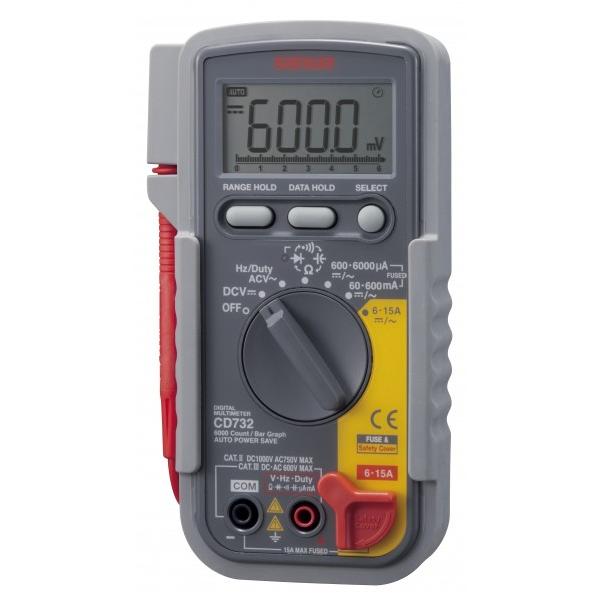 商品画像はイメージ画像です。実際とは異なる場合がございます。 ■特徴 テストリードを側面に収納可能です。 データホールド、レンジホールドボタン付。 液晶部にバーグラフ搭載。 最大表示：6000カウント 本体ケース・回路基板に難燃材を使用した...