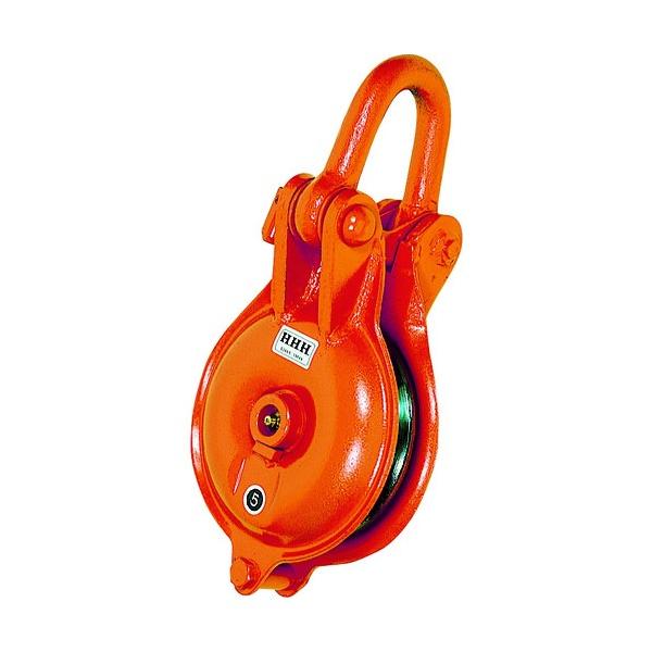 ■特長 ベアリング入りですので回転がスムーズです。 シャックル部分が開きますのでロープの途中からでも装着できます。  ■用途 荷役搬送作業。 林業。  ■仕様・規格 シャックル線径:16mm シーブ溝幅:12mm 車数:1 基本使用荷重(t...