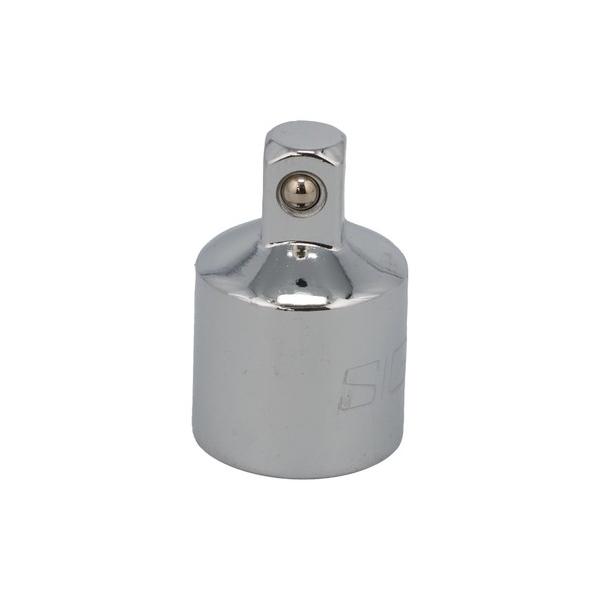 ●3/8"SQのラチェットハンドル等で1/4"SQのソケットを使用する際に。 ●サイズ("SQ×"SQ):凹3/8×凸1/4 ●メーカー型番:12510   【サイズ】 3/8DR　3/8×1/4 【入数】 1個 12510