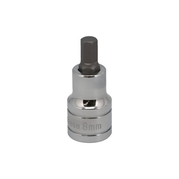 ●6角キャップスクリュー用のビットソケット。 ●差込角("SQ):1/2 ●サイズ(mm):8 ●全長(L1;mm):55 ●軸長(L2;mm):17 ●外径(D;mm):24 ●メーカー型番:23888   【サイズ】 1/2DR　8mm...