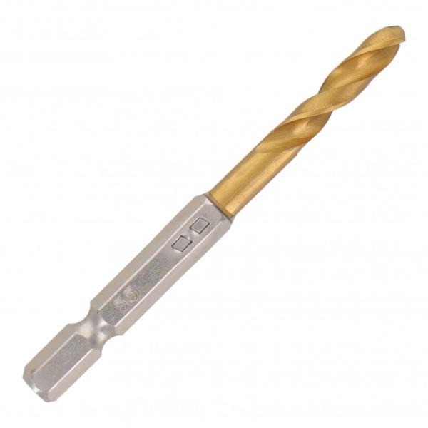 鉄工、木工、軽金属、合成樹脂などの穴あけに 刃径 5.5mm 全長 80±2mm 溝長 30±2mm 切れ味抜群:クロスシンニング加工により加工材にガッチリくい込む 作業性抜群:芯ブレが少なく折れにくい 鉄工・木工用 六角軸6.35mm 適...
