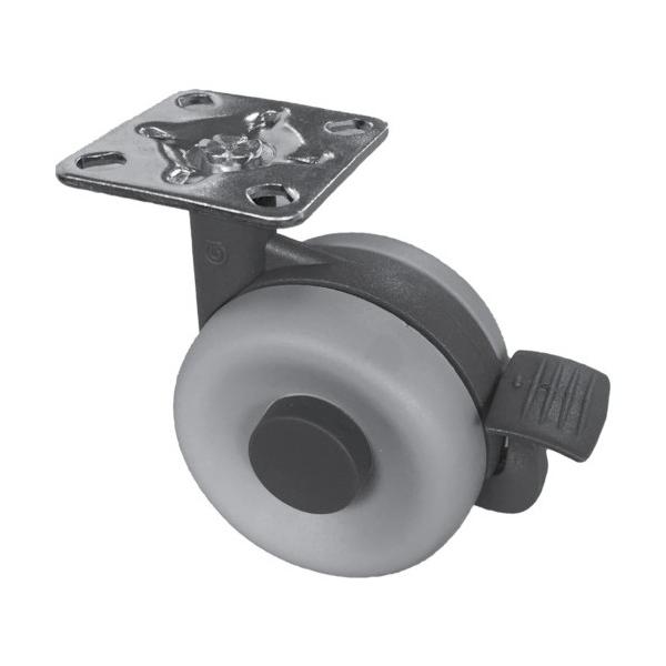 商品画像はイメージ画像です。実際とは異なる場合がございます。 ■特徴 全体的に丸みを帯びた形状のデザイン性の高い双輪キャスターです。  ■用途 小物、イス、木製クラフト、玩具のホイール用  ■仕様 プレート式 自在式(ストッパー付)  ■材...