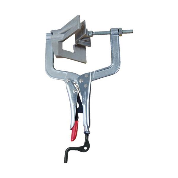 ■特徴 ９０度のＬ字型にワークを固定するのに最適です。  ■材質 炭素鋼(S45C)●鋼(SS400)●アルミ(AC3A) ●全長(mm)：216 ●アゴ深さA(mm)：76 ●最大口開き(mm)：32 ●最大締圧力(kN)：100 ●アゴ...