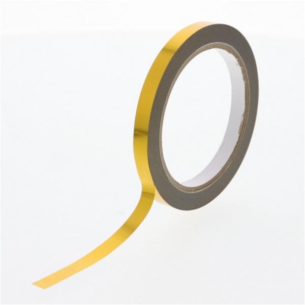 メタリックな輝きが美しいバックシーリングテープです。   【サイズ】 9mm×50m 【カラー】 金 【入数】 1巻 002000303