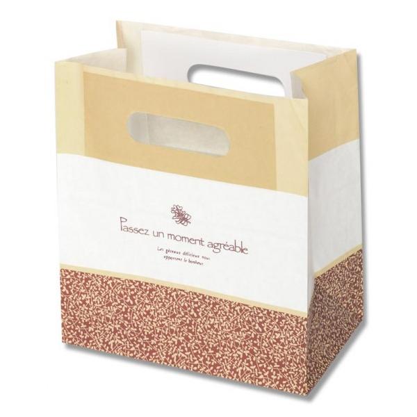 手軽に持ち運べる手抜きタイプの角底袋です。 ディスプレイとしても効果的です。 製袋の都合上、マチ部分に穴が開いています。   【サイズ】 195×マチ120×220mm 【カラー】 アプリ 【入数】 25枚 004247224