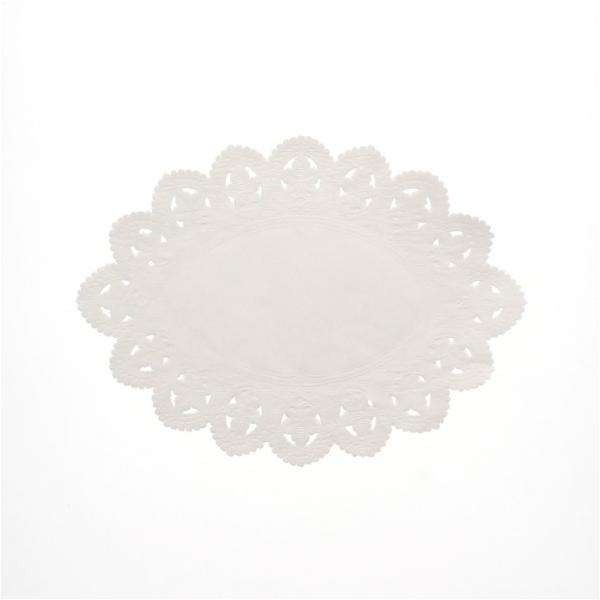 紙をレース模様に切り抜いたレースペーパーです。 ケーキやお菓子、サンドイッチなどをのせたり、敷き紙として使うと手軽に高級感がアップできます。   【サイズ】 297×216mm 【カラー】 白 【入数】 100枚 004716042