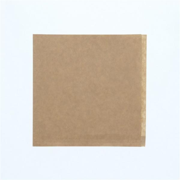 テイクアウトにぴったり！ハンバーガーや肉まんなどが入る四辺のうち二辺の口があいたタイプの袋です。 袋の上部が7mm短くなっており、袋が開きやすくなっています。   【サイズ】 160×160mm 【カラー】 未晒無地 【入数】 100枚 0...