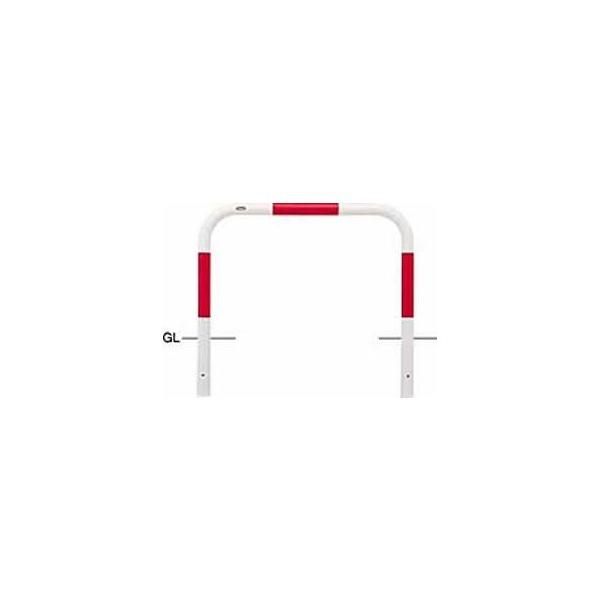 鉄製の赤白色横型車止めです。施工方法は固定式です。 タイヤ止め タイヤストッパー パーキングブロック 車輪止め タイヤ歯止め 車止めブロック  【サイズ】 Φ60.5×t2.8 W100 H90(地上高65+埋込25) 【入数】 1個 FA...