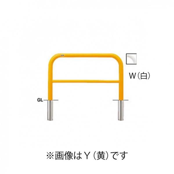 鉄製の白色横型車止めです。施工方法は差込式フタなしです。 タイヤ止め タイヤストッパー パーキングブロック 車輪止め タイヤ歯止め 車止めブロック  【サイズ】 Φ60.5×t2.8横桟φ34×t2.3 W100 H90(地上高65+埋込2...