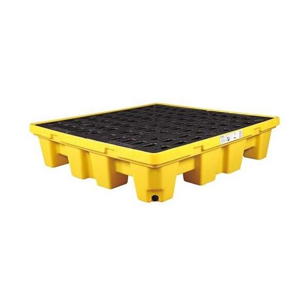 ●適用ドラム缶数:4本●容量(L):260●材質:HDPE●最大負荷重量:3000kg●サイズ:1300×1280×300mm●適用フォークサイズ:フォーク間隔/360・380mm、フォーク幅/150・160mm●重量:38kg   【入数...