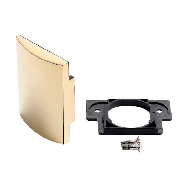 ■特徴 スライド丁番オリンピアをガラスに取り付ける際に使用するフェイスプレートです。 （厚扉用のH360には使えません）  ■仕様 24k金めっき  ■付属品 十字穴付皿小ねじM5×18  ■注意点 取り付けは付属ねじを使用し、0.75〜1...