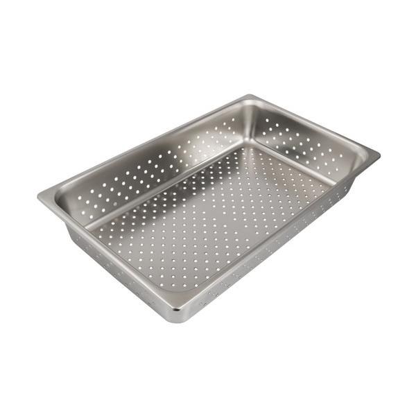 ●耐久性と耐食性に優れたステンレス製です。 ●食材の水切りなどに最適です。 ●サイズ:1/1 ●外寸:530×325×H100mm ●板厚:0.8mm ●穴径:φ6mm ■記載の仕様については、多少変動する場合がございます。 バット、トレー...