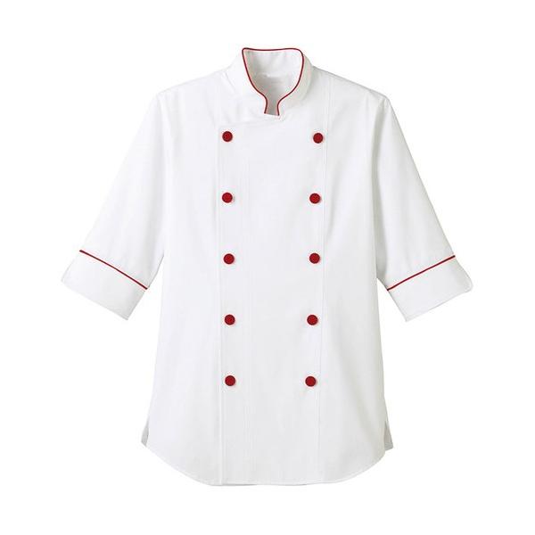 ■特徴 同色のテープと釦のアクセントがスマートな印象に。 ホワイトを基調とした汎用性の高いショップコートです。 水仕事など、腕まくりの手間なく作業ができる七分袖。 ■用途 接客、オールジャンルの飲食店向けユニフォーム ■仕様 裾脇スリット ...