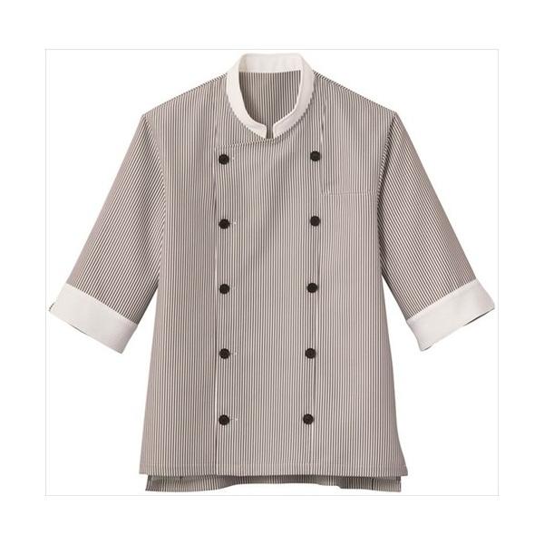 ■特徴 爽やかストライプの衛生対策機能が充実したショップコートです。 塩素系漂白剤による退色を防ぐ素材機能から、元の色合いが持続します。 水仕事など、腕まくりの手間なく作業ができる七分袖。 ■用途 接客、オールジャンルの飲食店向けユニフォー...