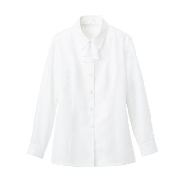 ■特徴 白×カラーの交織により、上品でやさしい色味に仕上げたレディース長袖ブラウスです。 キレイめな綾目の光沢感が、女性らしさを引き立てるツイル素材を使用。 取り外し可能な共布リボン付きで、シーンに合わせた着こなしが可能です。 台衿付きのシ...