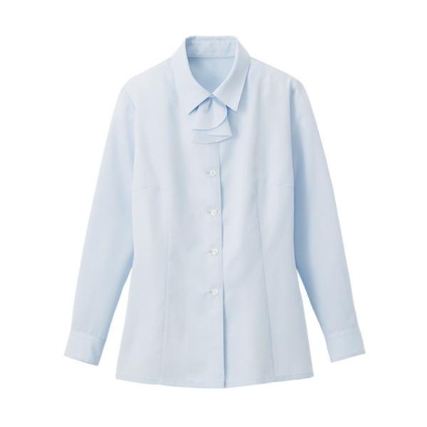 ■特徴 白×カラーの交織により、上品でやさしい色味に仕上げたレディース長袖ブラウスです。 キレイめな綾目の光沢感が、女性らしさを引き立てるツイル素材を使用。 取り外し可能な共布リボン付きで、シーンに合わせた着こなしが可能です。 台衿付きのシ...