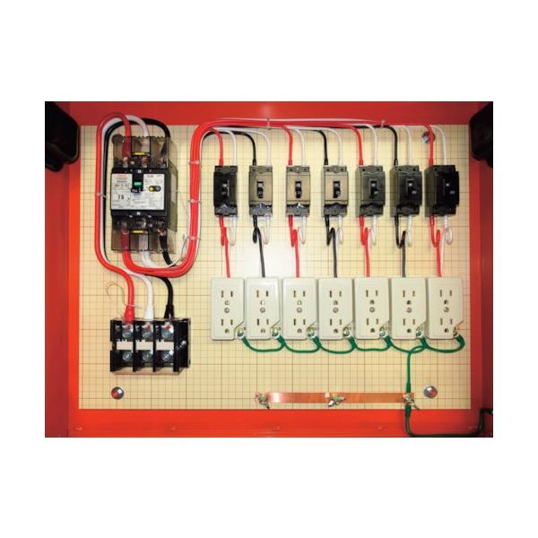 ■特長 仮設電灯分電盤の標準型です。 大阪府の自社工場で設計、製造しています。 部分的な修正・変更から、フルオーダーまで、別作対応可です。 仕様変更例：キャビネットサイズ・材質（鉄・プラ・FRP）、塗装色（マンセル値）、ブレーカー・端子台（...