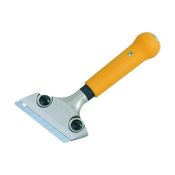 ■特徴 激しい仕事にも対応する替刃式スクレーパーです。 ブレード交換時、脱落による事故を防ぐセーフティーばねを採用しました。 ハンマーで叩ける鋼製グリップエンドを装着しています。 カッター用の替刃大（L型刃）が使用できます。 グリップは握り...