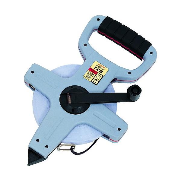 ■特徴 空転防止機構付です。 テープは折れ曲がりに強く、耐久性に優れたスチール（SK85）を芯材として使用、表面はホワイトポリエステル焼き付け塗装です。 ストラップ付です。 ヨンゴーゴーピッチ付です。  ■用途 一般測定、土木、建築測量用。...