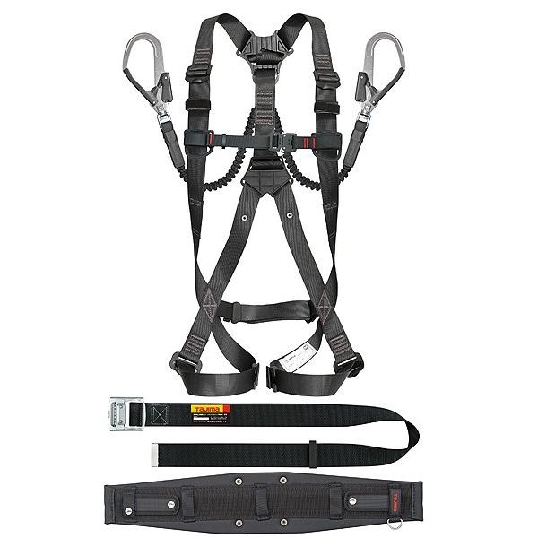 ●これさえ買えば間違いなし！ベーシック蛇腹式セット ●特長: ランヤード一体型ハーネス/胴ベルト/胴当てベルトの3点セット ●サイズ:M ●ランヤード種類:蛇腹ダブル ●セット内容:ハーネスGS黒蛇腹ダブルL2セット、胴当てベルトGAXW、...
