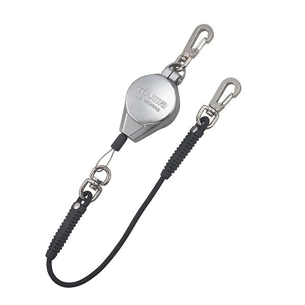 ●高所作業用工具落下防止ワイヤー ●特長: ・ロープ長さ1200mm(アシストローフ部含む) ・壊れにくく高耐久なアルミダイカストボディ ・ワイヤーとアシストロープをより戻し金具で連結しているので絡みにくいST(スマートターン)構造 ・自動...