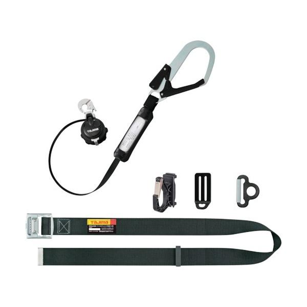 ■特徴 ベルト装着スペースわずか4cm（D環止め（2穴）使用時）です。 邪魔にならない小型巻取器（直径75mm）です。 ちょい掛けフックホルダーを採用しています。  ■用途 新規格対応胴ベルト用ランヤード  ■仕様 種類：胴ベルト型 ロック...