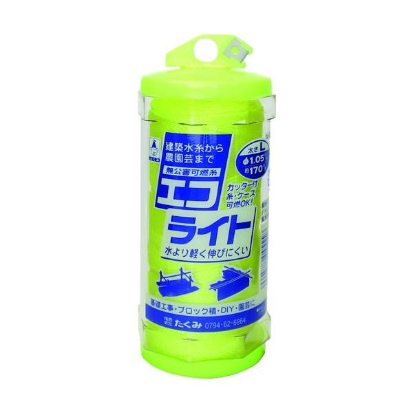 ■特徴 太くても軽く、たるみにくいです。  ■用途 土木、建築、一般測量用。  ■仕様 リール巻(カッター付ケース入) 太さ約1.05mm　長さ170m 水糸  【サイズ】 L170m 【カラー】 イエロー 4555