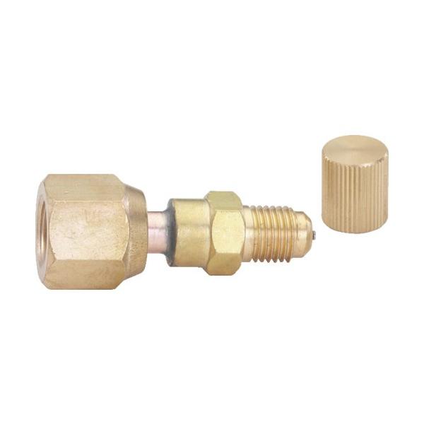 ■1/4″フレアオス（ムシ付）×5/16″フレアメス（ムシ押付） ■R410A機器の耐圧・気密試験用に。 □メタルタッチなので圧力もれがありません。 □日本製   【入数】 1 TA223L
