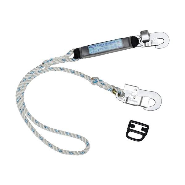 ■特長 オーソドックスなナイロンロープ三つ打ちです。 柱上作業に適したフルハーネス用ランヤードで、構造物側フックに小型で軽量なフックを採用しています。 装備体重100kg以下の方用です。 第1種ショックアブソーバー付きで、ランヤードを腰より...