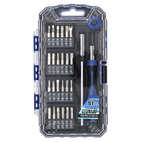 ●ビット48種類が付属。 ●セット内容:精密ドライバー本体、115mmエクステンションバー、マグネタイザー、ビット(4mm角×28mm):PH000/00/0/1/2(プラス)、-1.5/2.0/3.0/3.5/4.0(マイナス)、PZ0/...