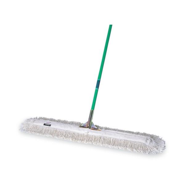 ■特徴 広いフロアのから拭き・水拭きに適した丈夫なモップです。  ■用途 体育館、フロア、廊下などの広い場所の床そうじ。  ■材質 頭:天然木、スチール 柄:スチール（ポリエチレン接着被膜） 毛:綿・スフ混毛 ●幅(mm):1140 ●長さ...