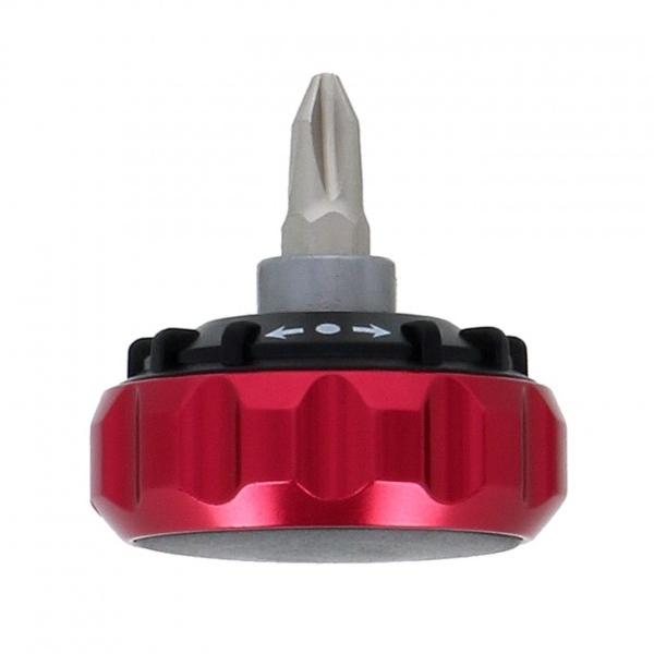 狭い隙間のねじの締め付け.緩めに ●狭い隙間にも使えるスタビータイプ ●+2×25mmビット付き ●送り角度5°の72山ギア使用 回転ロスが少なくスムーズ ●メタラチェドライバー本体×1 ●+2×25mmビット×1 全長:約38mm(25m...