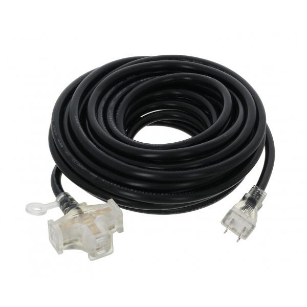 電気器具の延長電源にソフトタイプ(仕様) ●電線仕様:VCT1.25mm2×2 ●定格:125V15A1500W ●コード長:約10m ◇10m3口  【カラー】 ブラック 【重量】 1344g 【入数】 1個 TGCOD1003BA