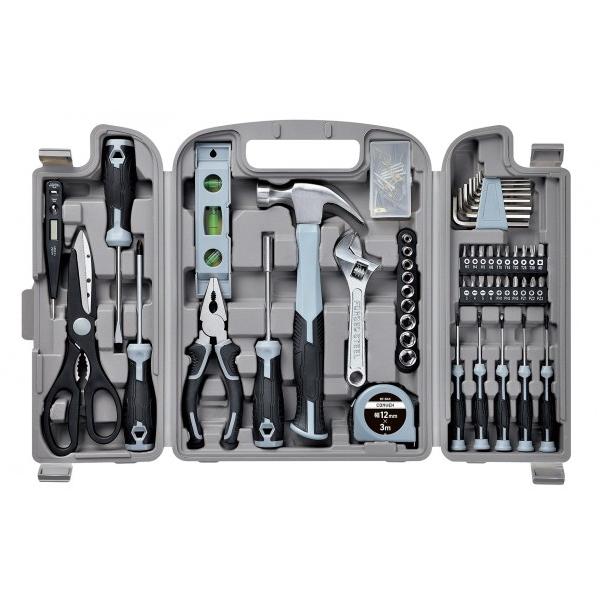 DIY・住まいのメンテナンスに一家に一台、基本工具セット（付属品）  ●デジタル電気テスター×1  ●万能ハサミ×1  ●―ドライバ(6mm)ー×1  ●＋ドライバー(PH2)  ●水平器×1  ●ペンチ×1  ●6.35mm角ドライバー型...