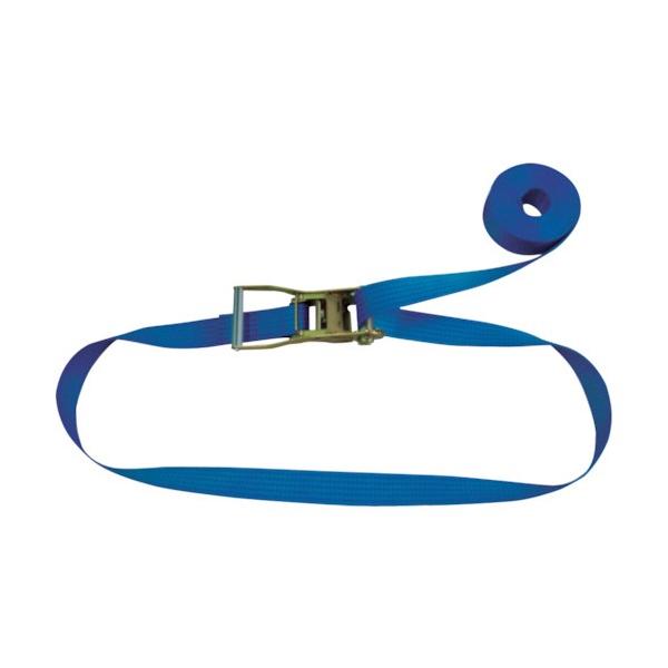 ■特徴 高強力ポリエステル糸を使用していますので耐候性・耐久性に優れています。 破断強度がひとめで分かるブラックライン入りです。  ■用途 輸送時の荷崩れ防止に。  ■仕様 ラチェットバックル式  ■材質 ベルト：高強力ポリエステル糸 ラチ...