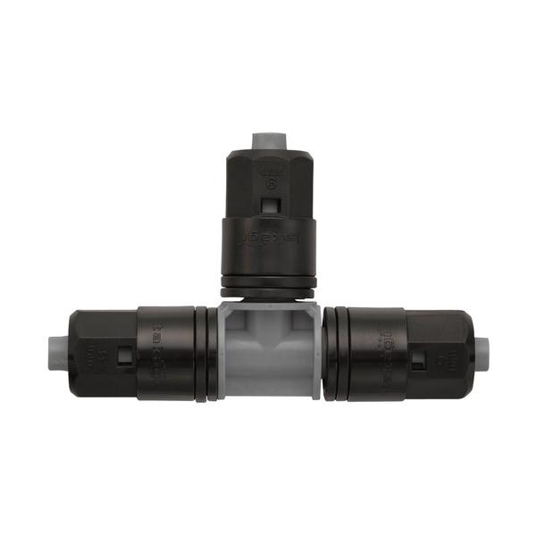 9mm水やりホースをT型(三方向)に接続や分岐する時に使用します。 ホースを差し込み、ロックナットをひねるだけで簡単にホースが接続できます。 工具なしでも取付け可能です。 用途 散水用。 最大使用可能水圧0.4MPa 適合ホース内径×外径(...