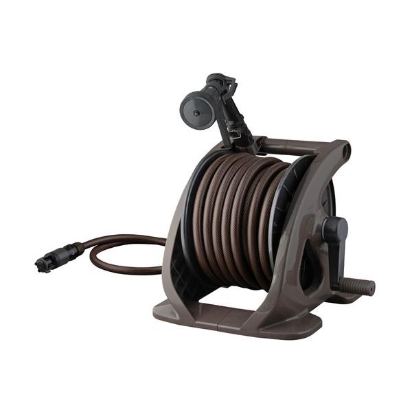 落ち着いたブラウンカラーのホースリールです。 ねじれを矯正するツイスターホースです。 ラクロックノズルでレバーを握ると連動してストッパーがロックし、通水中の手の負担を軽減します。 バケツなどにかけられる便利なフック付です。 用途 一般家庭で...