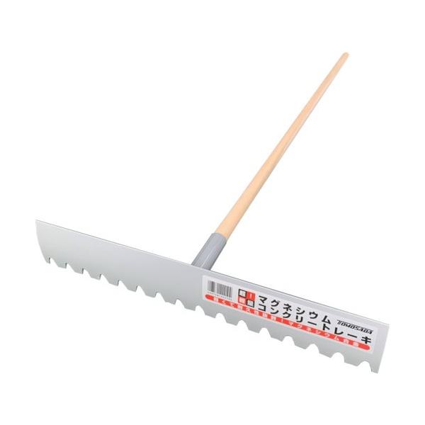 軽量で高強度のマグネシウム合金製です。 コンクリートが付着しにくい材質を採用しています。 用途 コンクリート打設時の掻き寄せと拡散ならし作業。 木柄長さ:1350mm 全長(mm):1390 先幅(mm):610 爪長さ(mm):100 高...