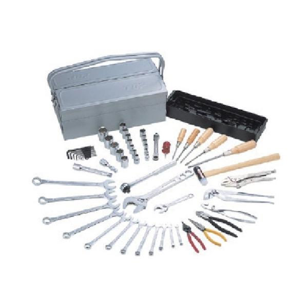 商品画像はイメージ画像です。実際とは異なる場合がございます。 作業工具を豊富に取り揃えたセット品です。 用途 農業機械、大型機械整備用に（取手付きトレー付） 作業セット 日曜大工 家具組み立て 常備工具 工具 工具箱セット 家庭用 日曜大工...
