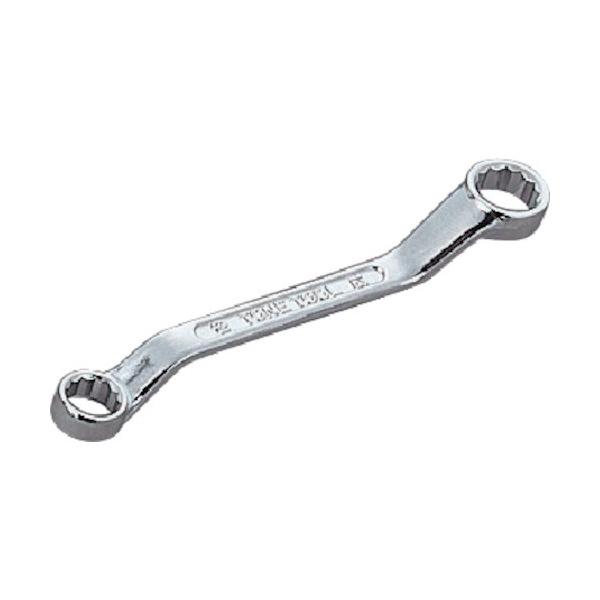 商品画像はイメージ画像です。実際とは異なる場合がございます。 柄部の曲がり角度が45°で全長が短いため、狭い箇所で周辺の障害物を避けて作業ができます。 めがね部は12角のためボルト・ナットにはめ合わせやすく比較的狭い場所でも作業が容易です。...