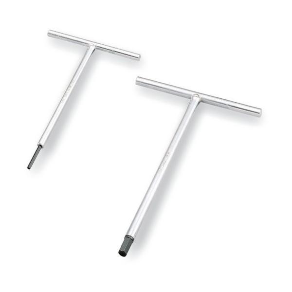 商品画像はイメージ画像です。実際とは異なる場合がございます。 全長が長いので、奥まった狭い箇所の作業に最適です。 T形ハンドルタイプなので強力な締付けが可能です。 用途 六角穴付ボルトの締め付け、緩め作業。  ●T型ヘキサンゴンレンチ4mm...