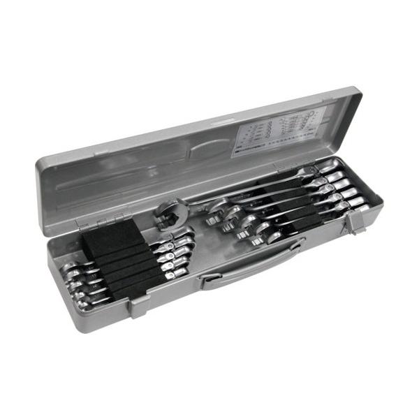 ■特徴 スパナ部・めがね部ともに抜差し不要で連続作業が可能です。 めがね部は15度ずつの角度調整が可能です。  ■用途 ボルト・ナットの締付け、緩め作業用。  ■付属品 メタルケース   【入数】 1個 RMFQ110