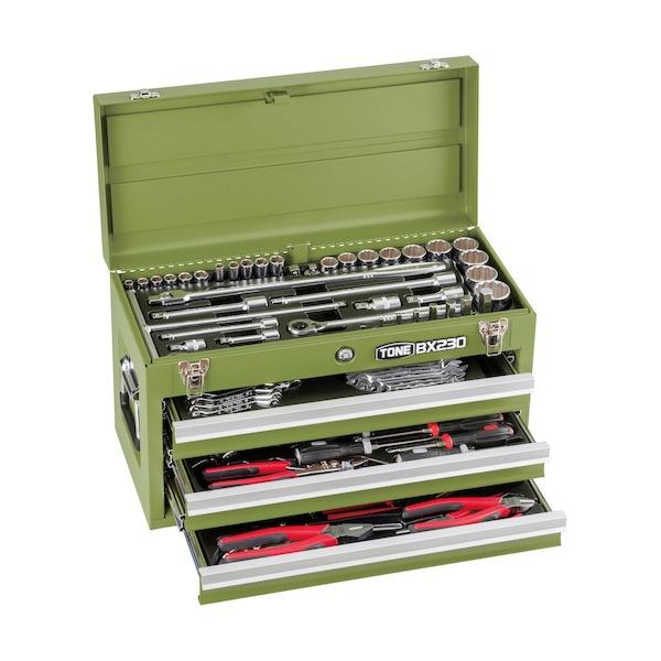 【商品説明】  ●充実の内容品・定番のツールセット。 ●差込角9.5mmと12.7mmを揃えた充実のデラックスセット！産業機械、自動整備に最適。 限定「ピスタチオグリーン」仕様  【商品スペック】  ●サイズ(mm):D510×W235×H...