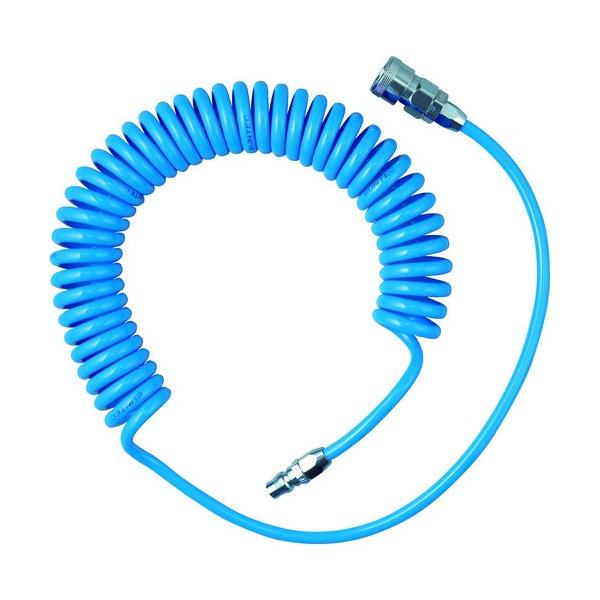 ■特徴 高弾性のポリウレタン樹脂チューブをスパイラル加工した製品のため、折れぐせがつきにくく優れたばね特性をもっています。 カップリング付きのためエア工具との脱着がスムーズです。 耐摩耗性、耐久性に優れています。  ■仕様 流体温度：-5〜...